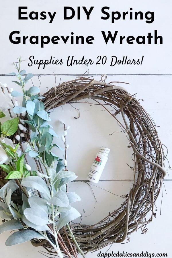 How To Make A DIY Spring Grapevine Wreath - Dappled Skies and Diys