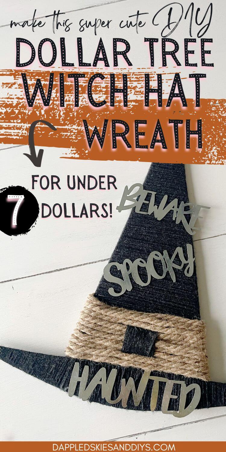 DIY Dollar Tree Witch Hat Wreath - Dappled Skies and Diys