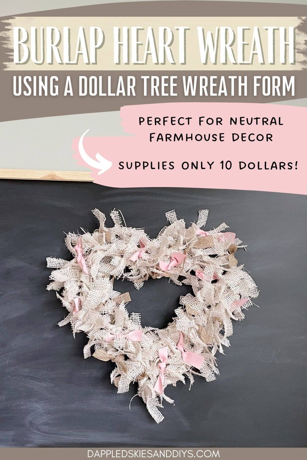 Burlap Heart Wreath DIY - Dappled Skies and Diys