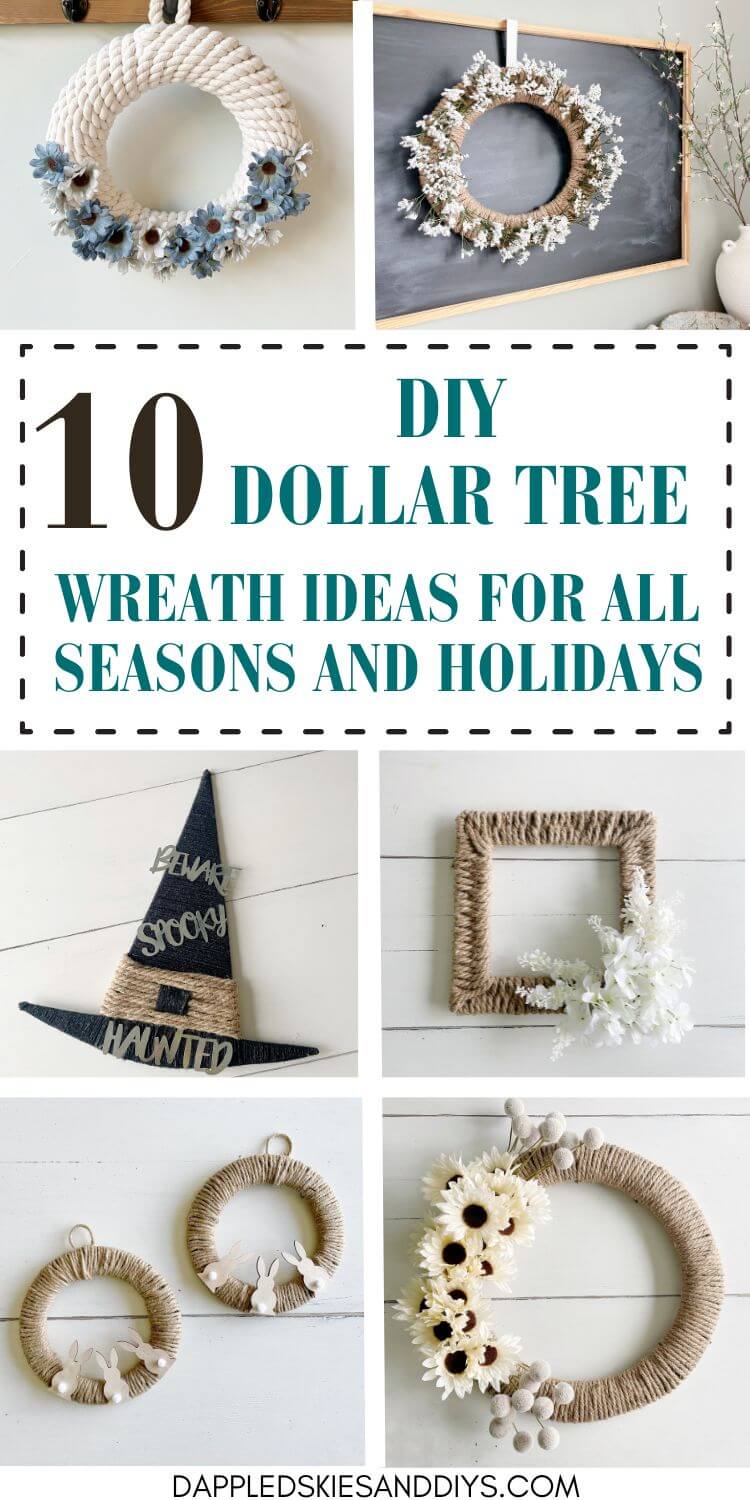 12 Dollar Tree DIY Wreaths for All Seasons and Holidays - Dappled Skies ...