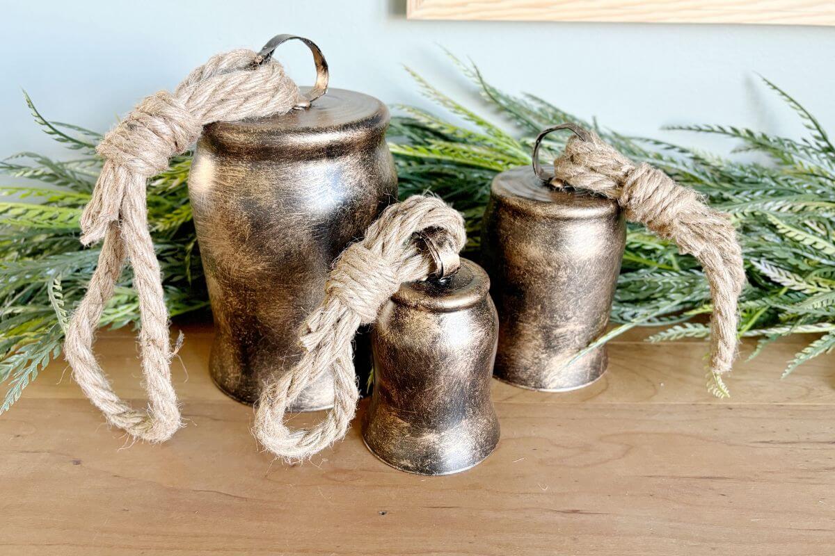 DIY Large Christmas Bells (Dollar Tree Craft Idea) - Dappled Skies and Diys